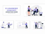 E Learning Concept 2d Flat Character Animation Scene After Effects